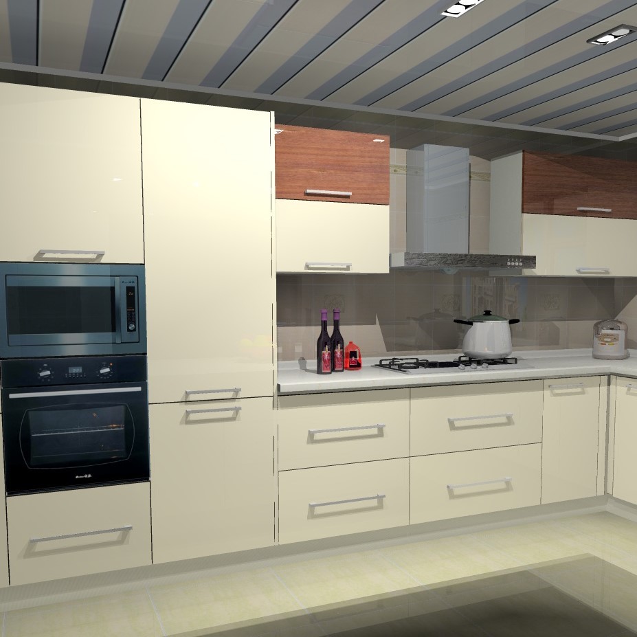 ISO Lacquered Modern Kitchen Cabinet with Sink & Accessories