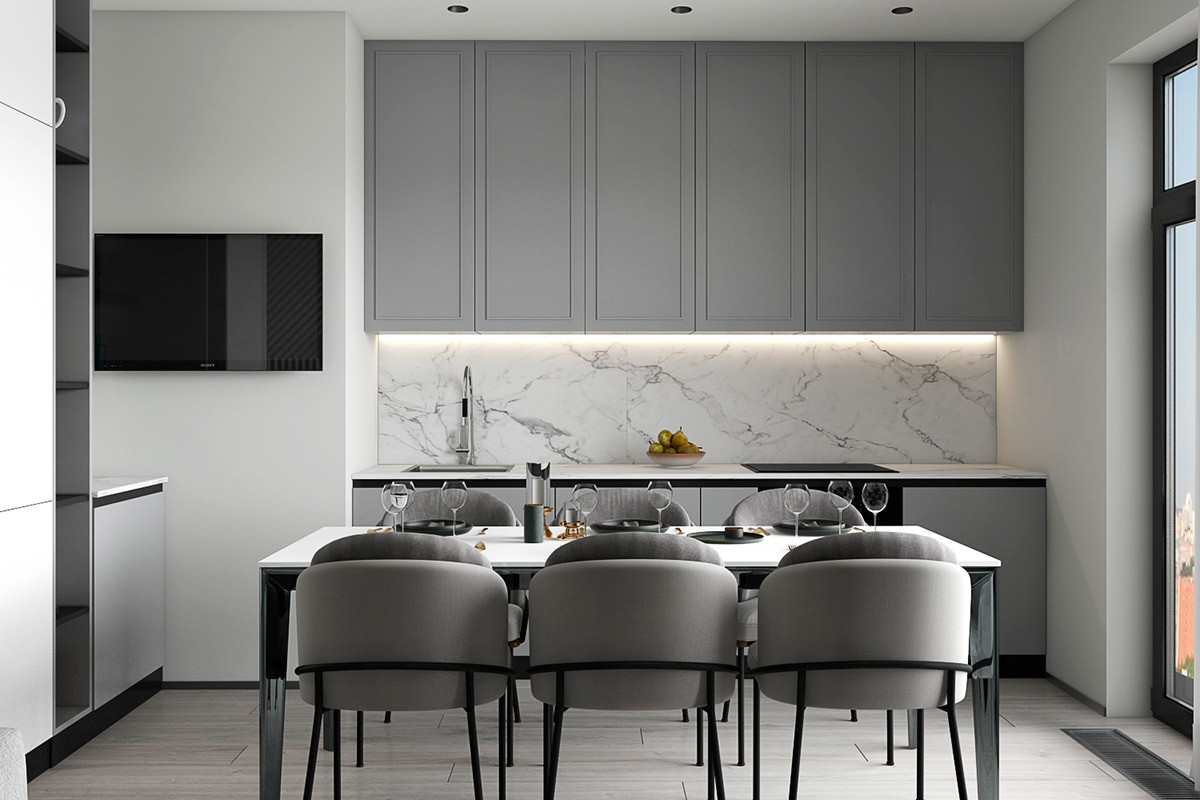 Luxury Modern Kitchen Cabinet Particle Board Countertop And Marble ...